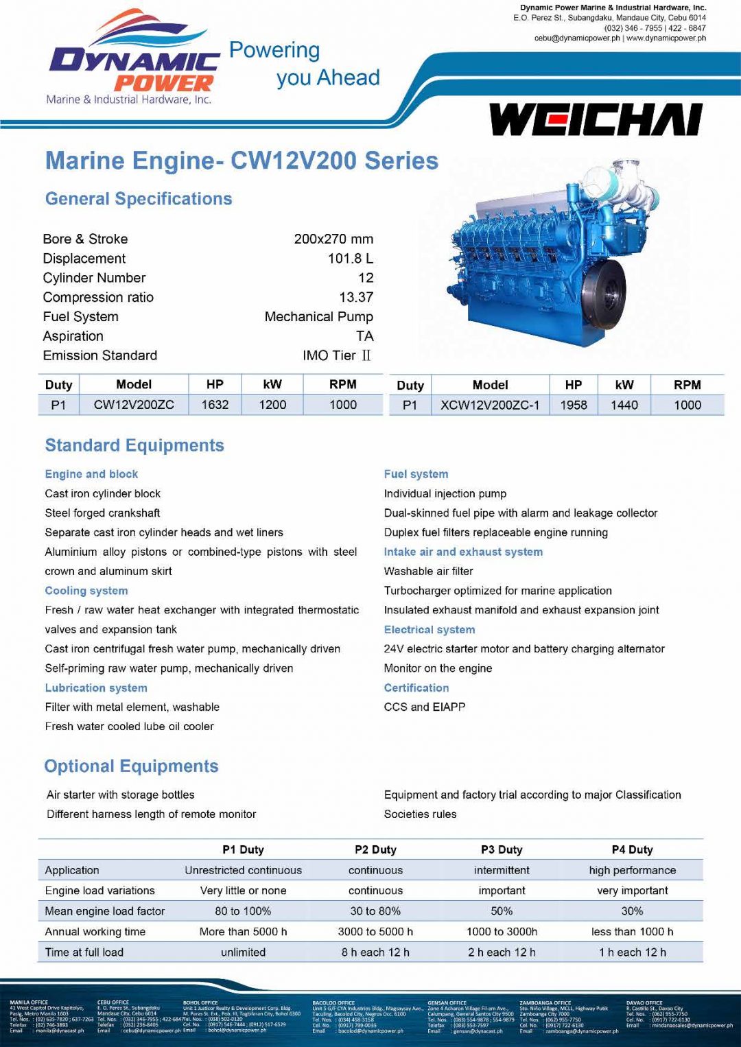 Weichai Marine Engine - CW12V200 Series | Dynamic Power Marine ...