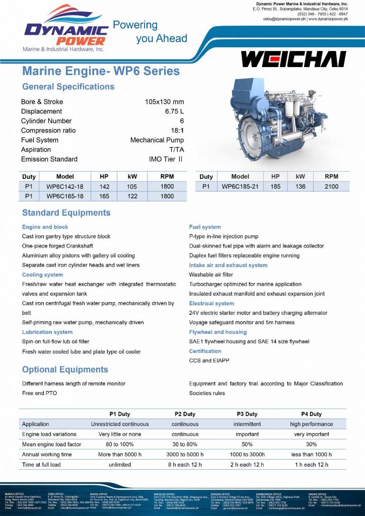 Weichai Marine Engine - WP6 Series | Dynamic Power Marine & Industrial ...